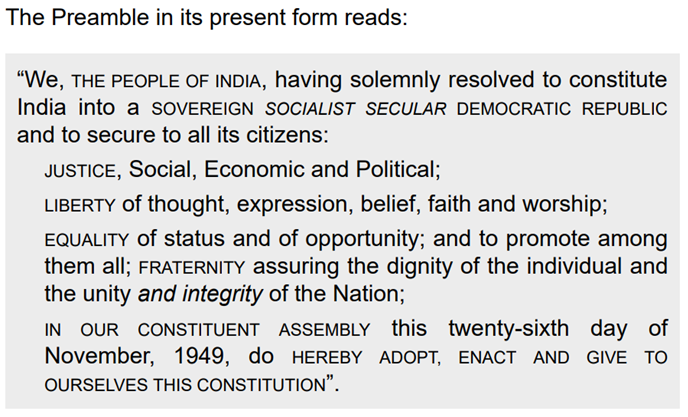 Which of the following words is/are found in the preamble?1. Justice 2 ...