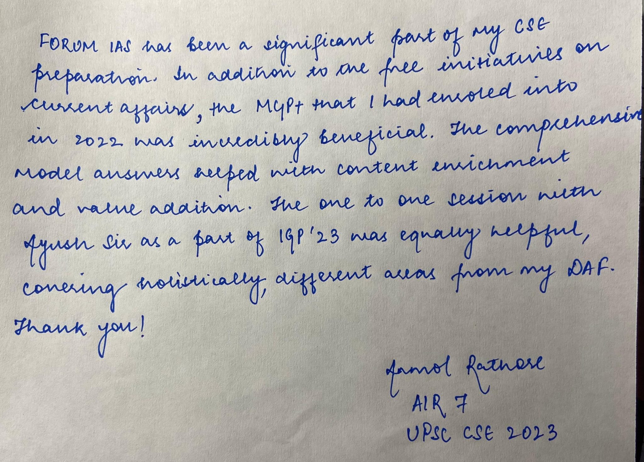 Anmol Rathore UPSC IAS 2023 Topper AIR 7 – Biography, State, Marksheet ...